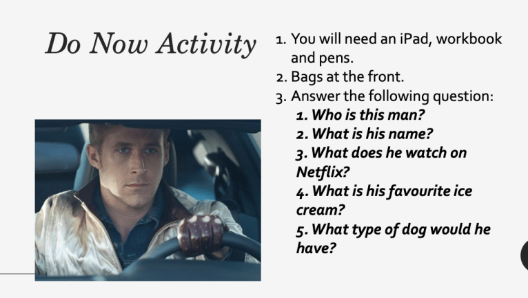 Do Now Activity! – The English Classroom