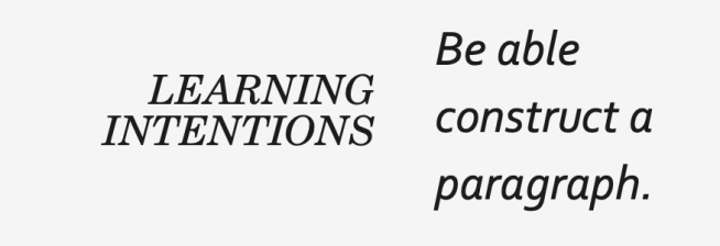 Learning Intentions – The English Classroom