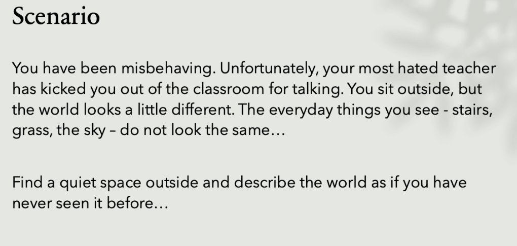 Bored With the Classroom? Writing Outside with Structure and Purpose ...